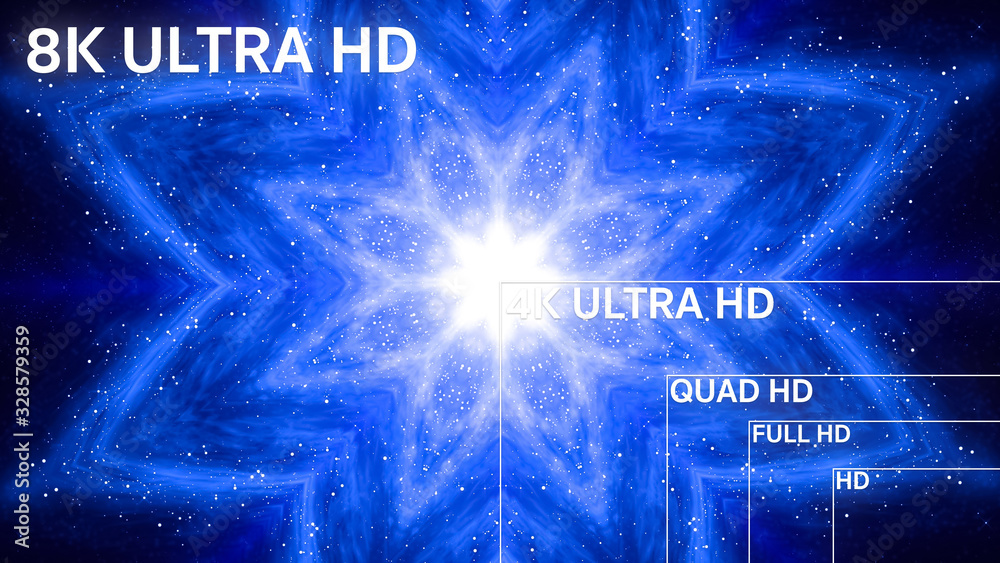 8K, 4K, Full HD, HD Standard Television Resolution Size Stock Photo ...