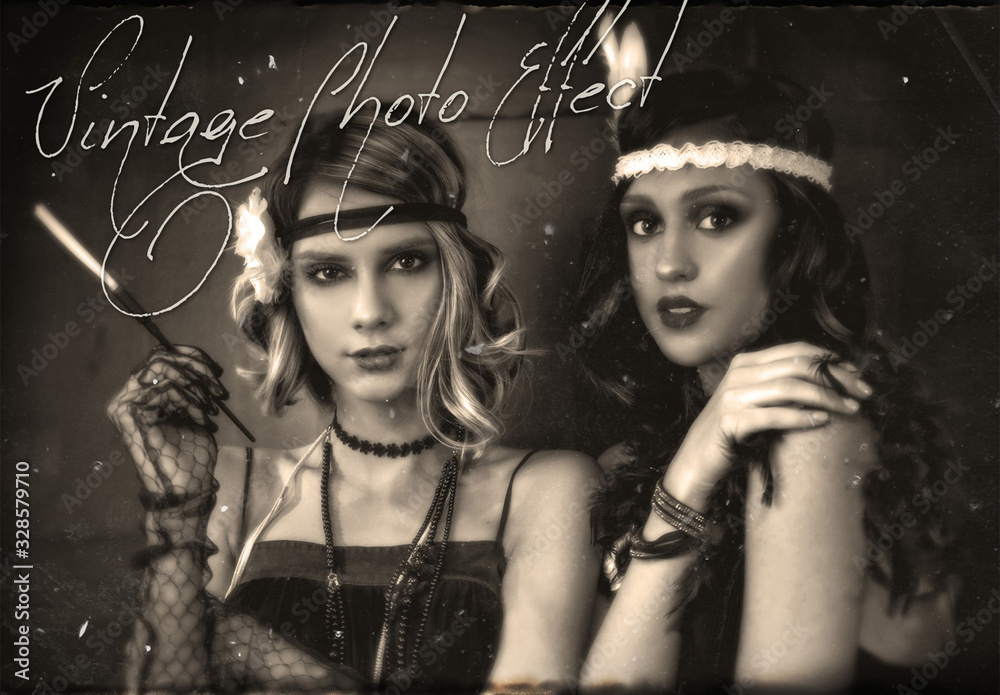 Realistic Vintage Photo Effect Mockup Stock Template | Adobe Stock