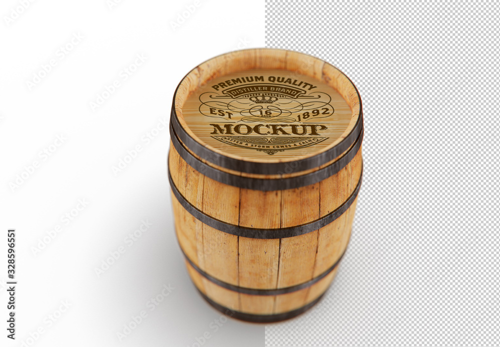Wooden Barrel Mockup Stock Template | Adobe Stock