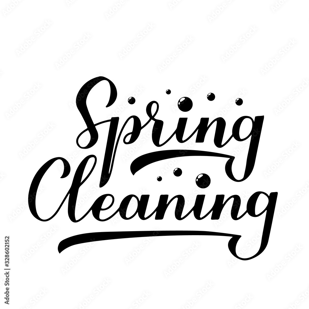Spring cleaning calligraphy hand lettering isolated on white. Easy to ...