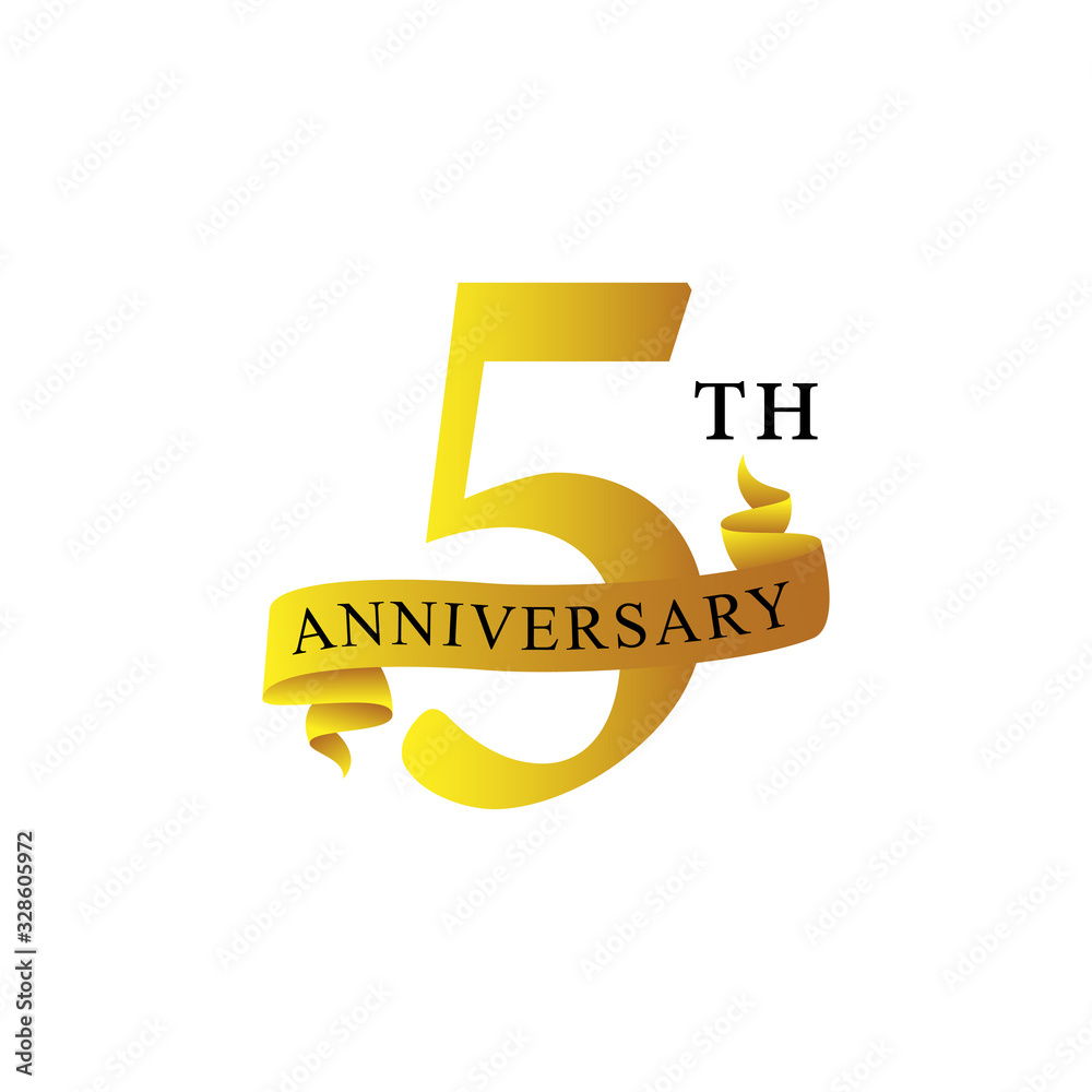 ribbon anniversary 5th year logo Stock Vector | Adobe Stock