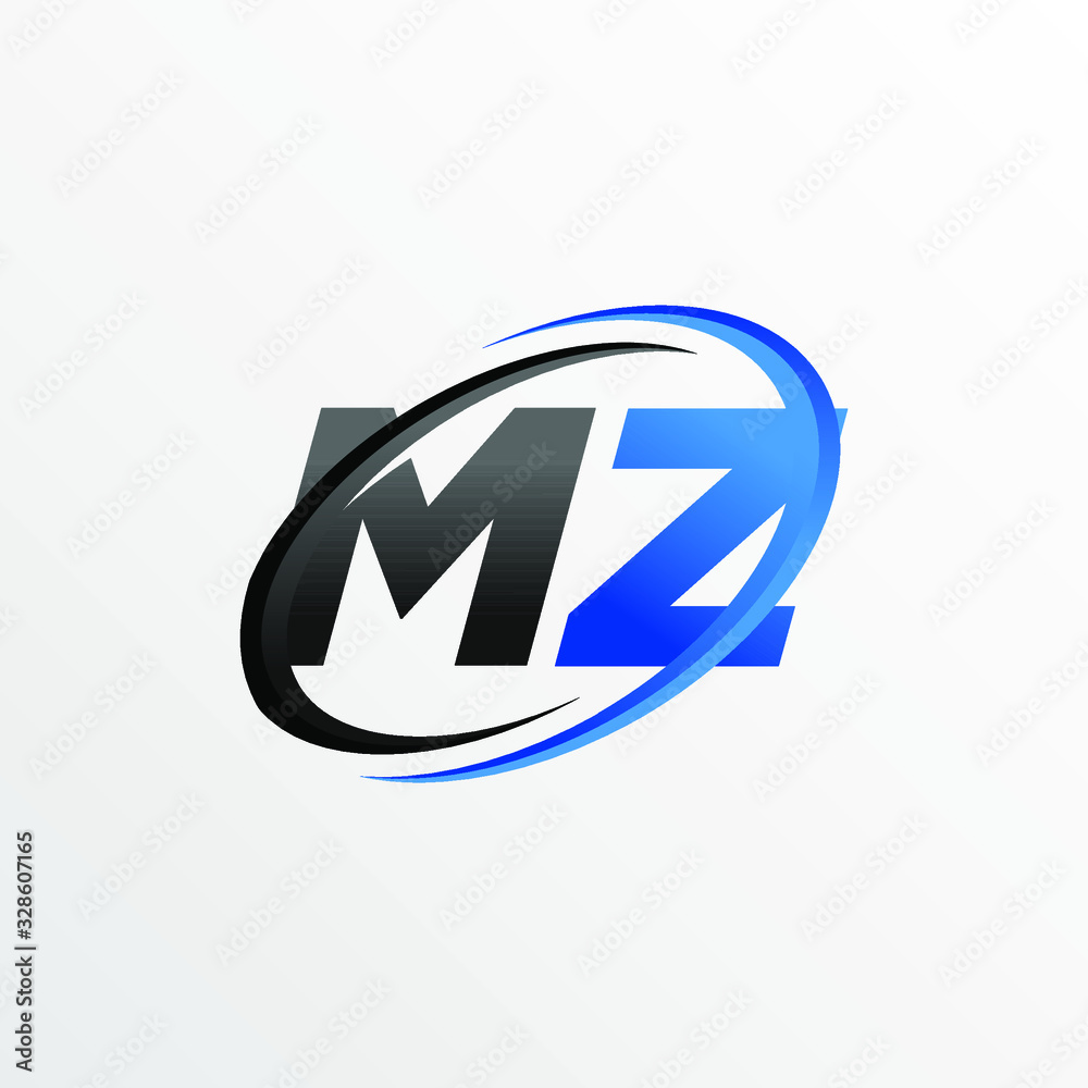 Initial Letters MZ Logo with Circle Swoosh Element Stock Vector | Adobe ...