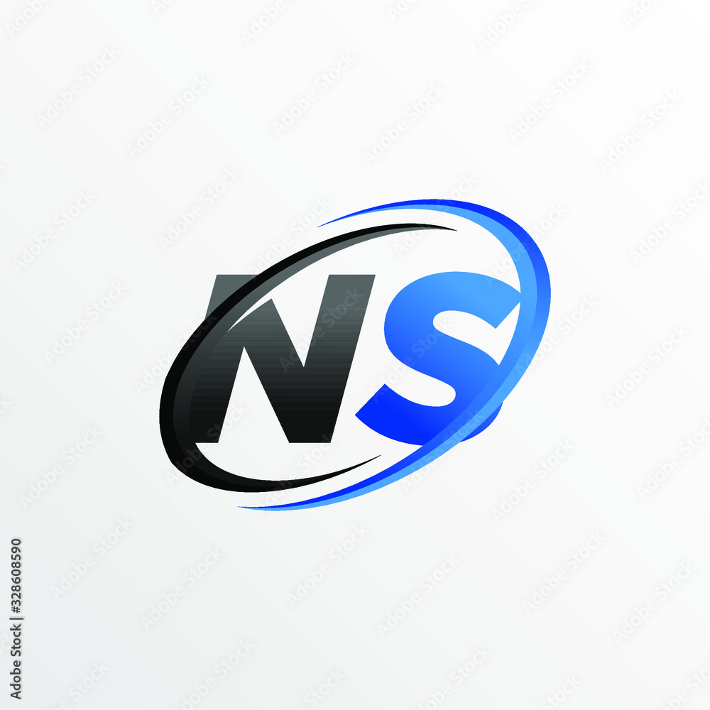 Initial Letters NS Logo with Circle Swoosh Element Stock Vector | Adobe ...
