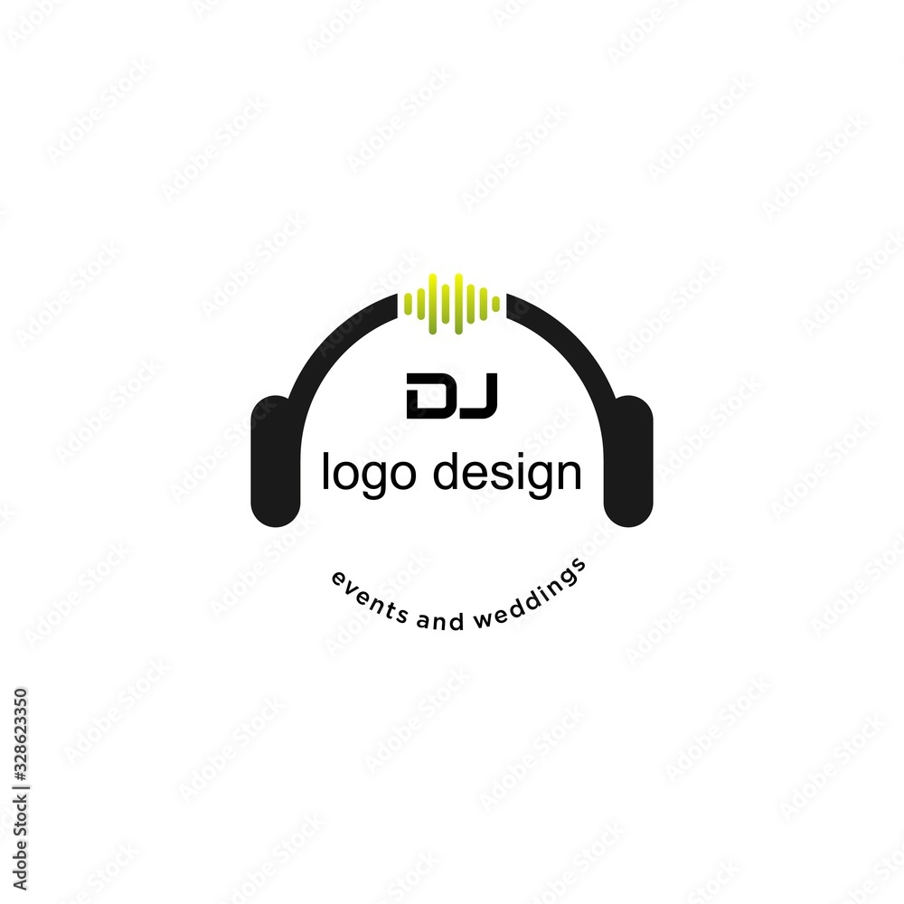 music dj sound wave vector with headset and microphone logo design ...