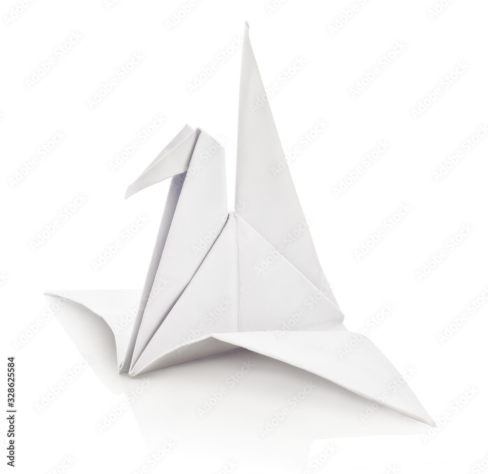 Foto Stock White paper bird folder. Isolated on white background with ...
