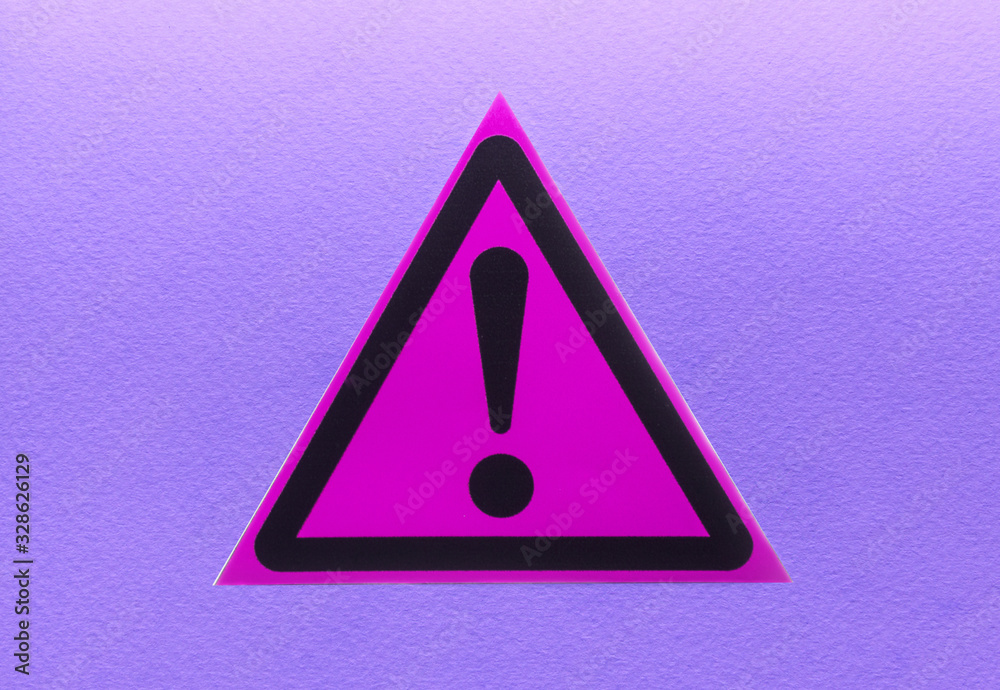 warning sign question mark in a purple triangle on a lilac background ...