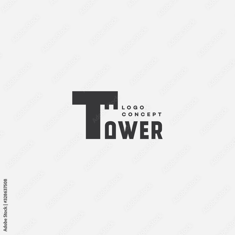 Tower lettering logo Stock Vector | Adobe Stock