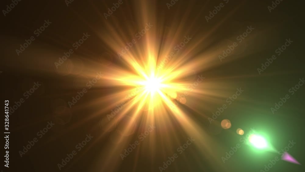 Pulsating gold light rays. Flares shiny animation. Optical Lens Flare ...