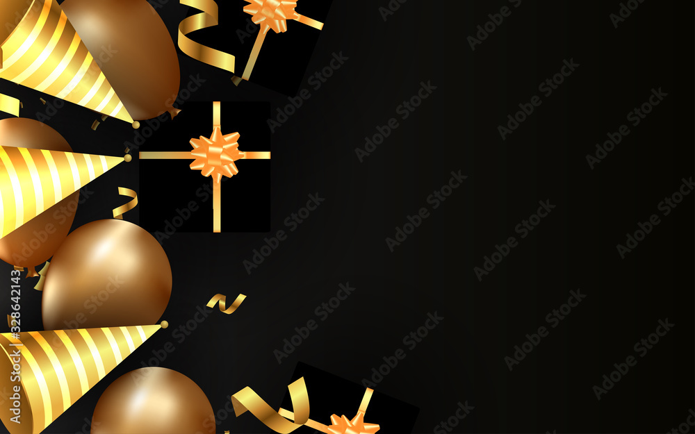 Elegant happy birthday and wishes celebration vector design with golden ...