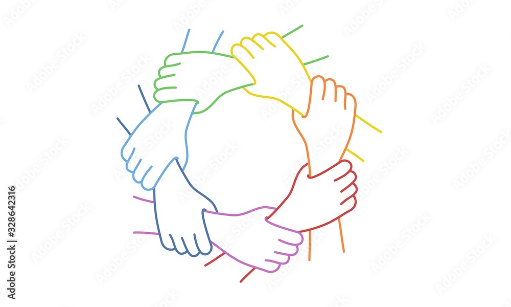 Teamwork Hands Drawing