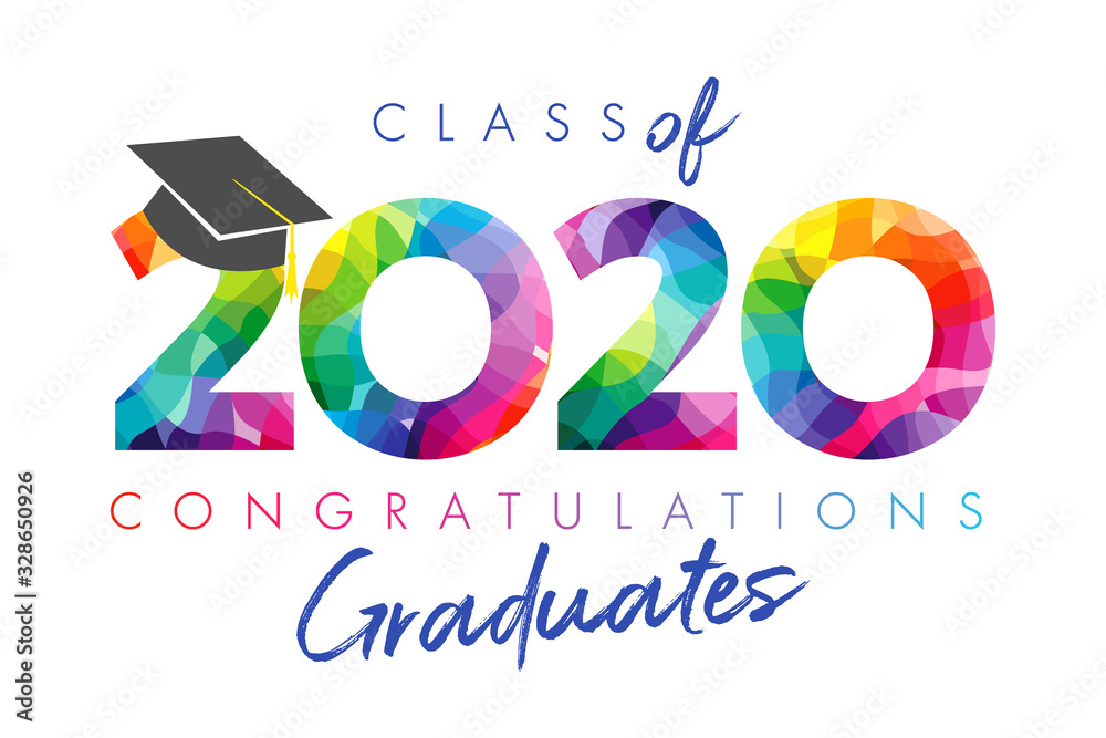 Class of 2020 year graduation banner, awards concept. Stained 3D sign ...