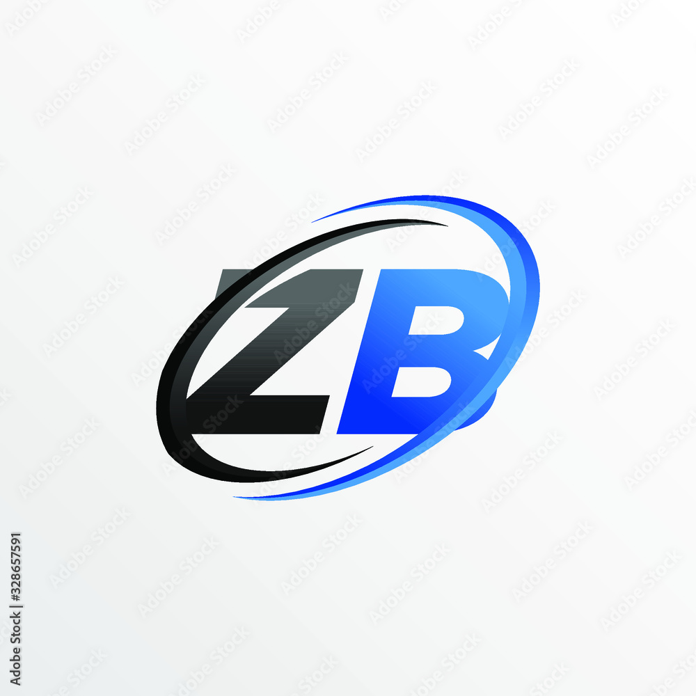 Initial Letters ZB Logo with Circle Swoosh Element Stock Vector | Adobe ...