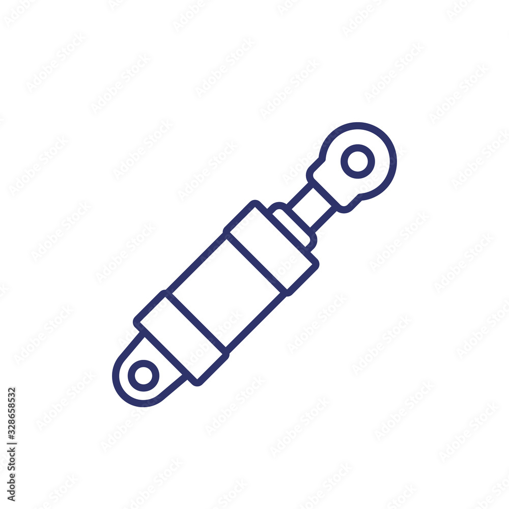 Hydraulic cylinder icon on white, line vector Stock Vector | Adobe Stock