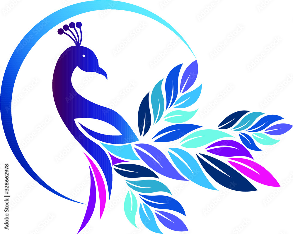 colorful peacock logo Stock Vector | Adobe Stock