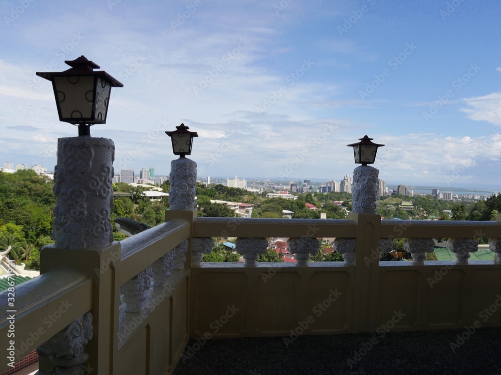 Cebu City, Philippines-March 2018: Lamp Posts at Taoist Temple with the ...