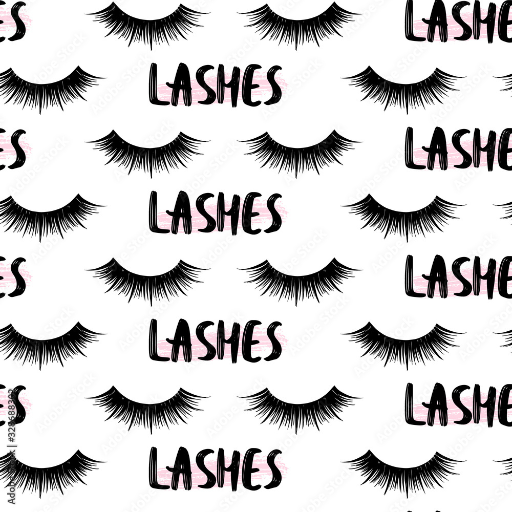 Vector seamless pattern with lashes. Closed eyes background. Repeat ...