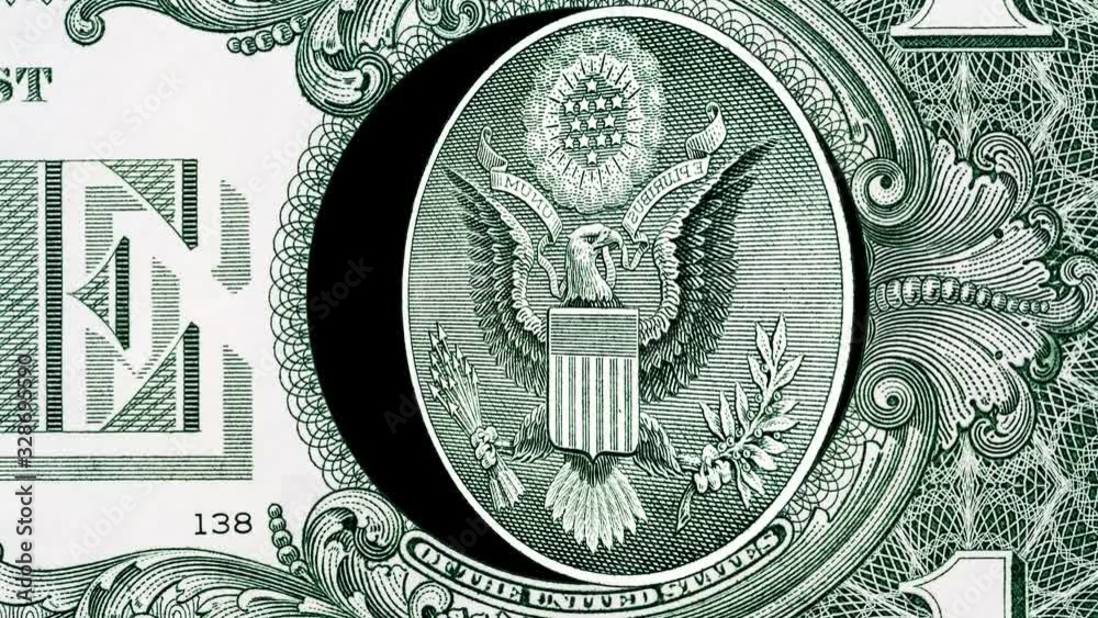 Creative 4k parallax video details of a 1 american dollar banknote with ...
