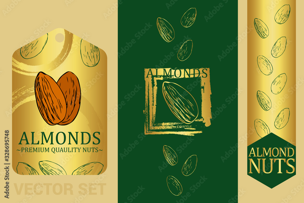 Almonds Luxury set with circle and square brush stroke elements. Almond ...