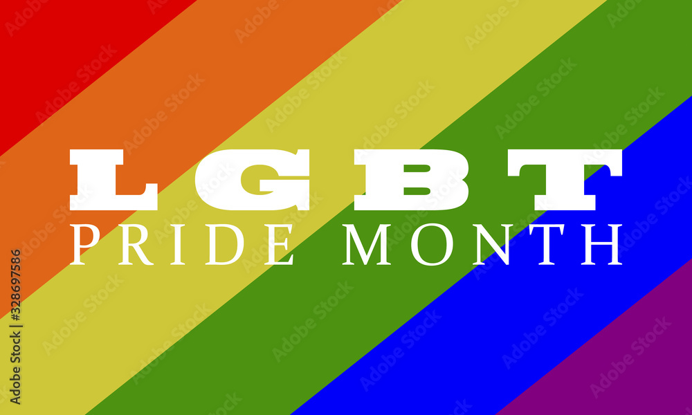 LGBT Pride Month in June. LGBT flag in text. Poster, card, banner ...