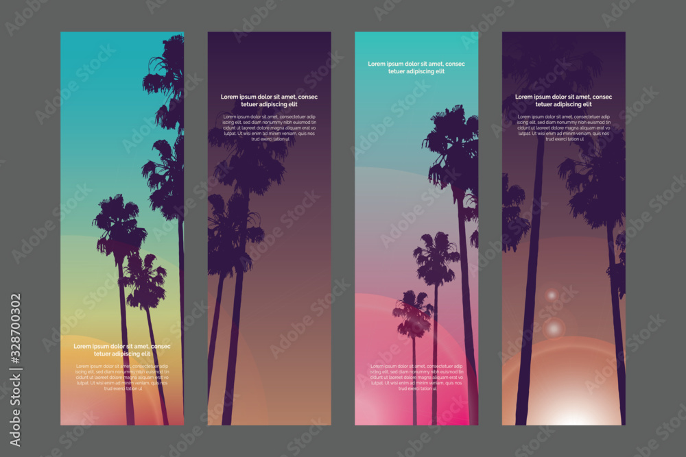 Tropical bookmarks set. Hot summer templates kit universal use design ...