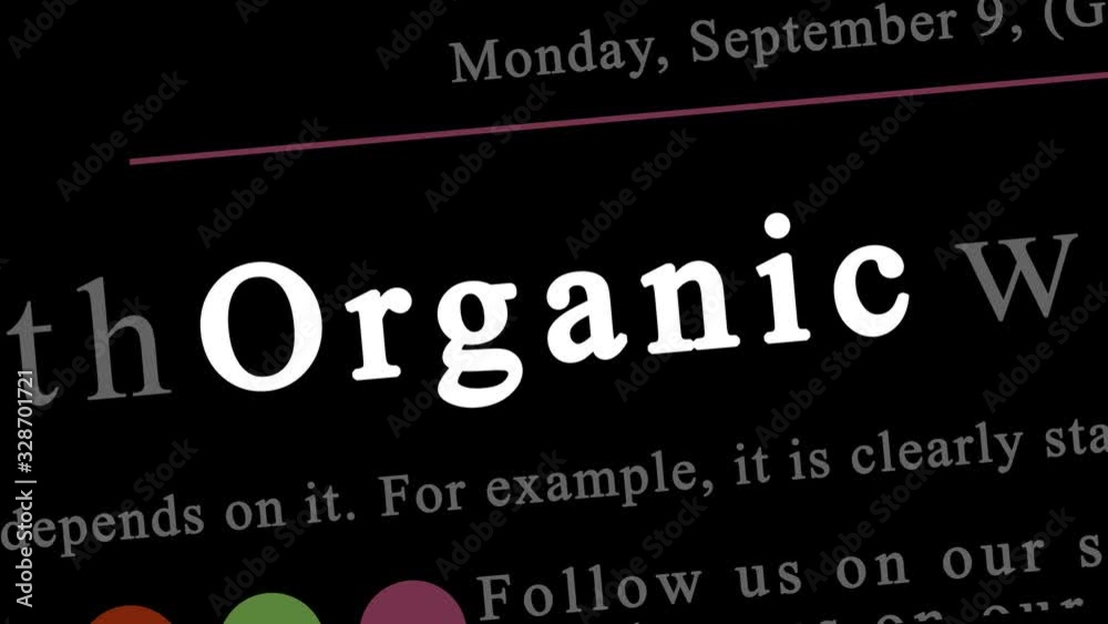 Animation of the word Organic being highlighted in a series of ...