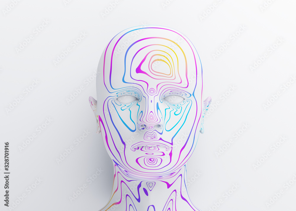 Abstract human head, 3d render, artificial intelligence concept ...