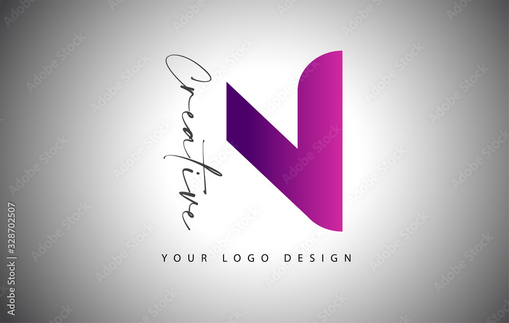 Creative Letter N Logo With Purple Gradient and Creative Letter Cut ...