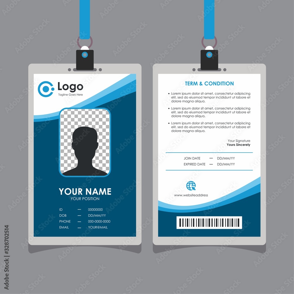 Simple Clean Blue Wave Id Card Design, Professional Identity Card ...