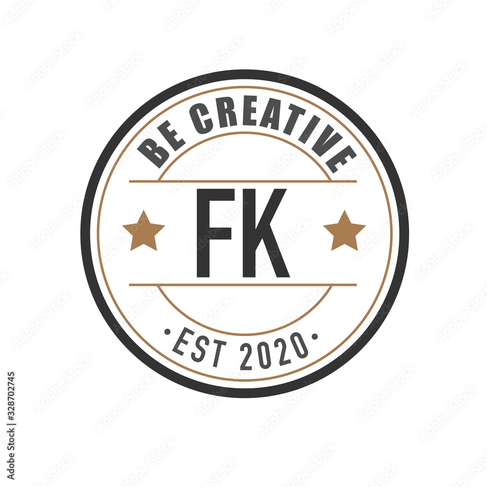 Initial Letter fk Elegance Logo Design Template. Vintage circle line ...