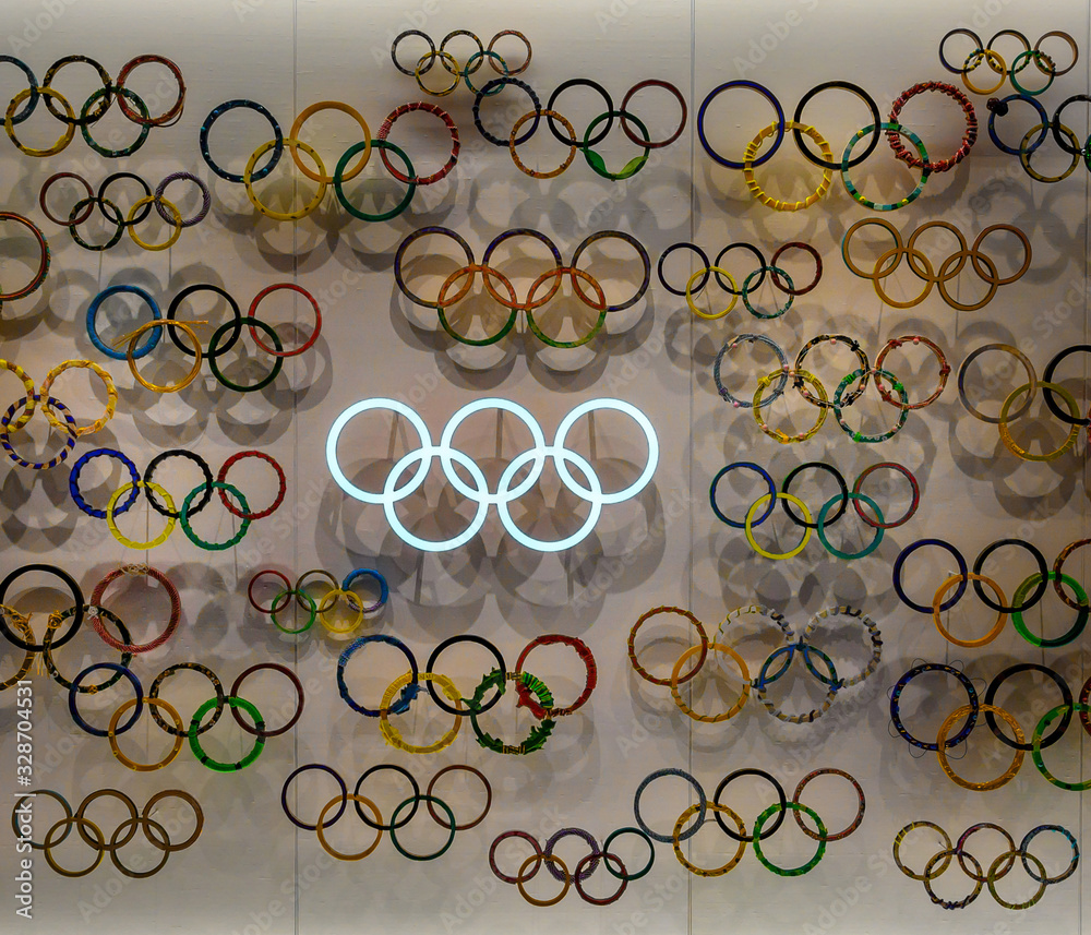 TOKYO, JAPAN - NOVEMBER 12, 2019 : Olympic symbol logo in Olympic ...