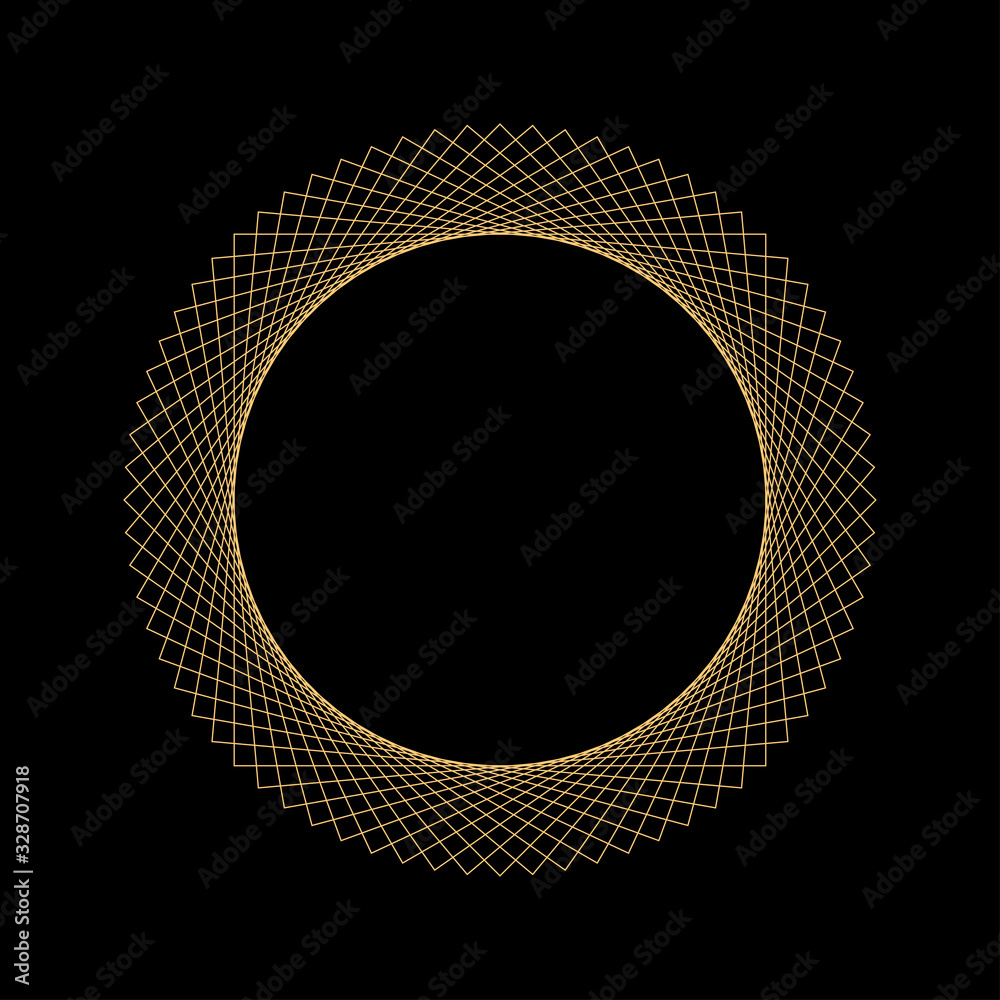 Decorative round gold frame for design. Elegant design element for ...