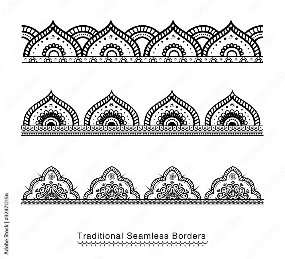 Seamless high detailed mandala floral border design ornaments Stock ...