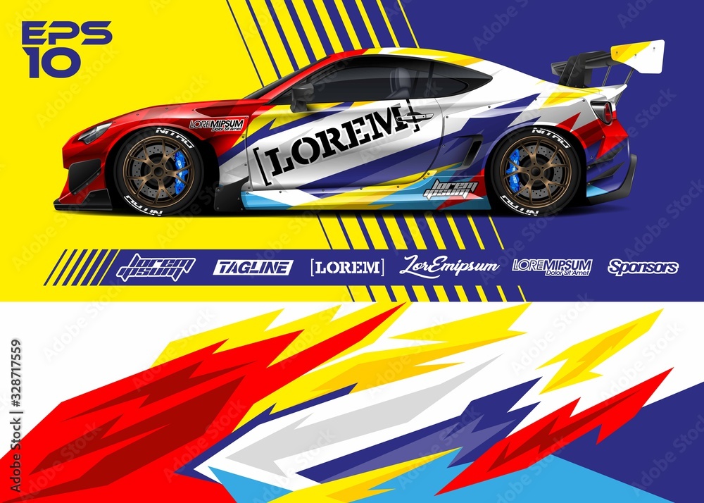 Race car graphic livery design. Abstract sport racing background for ...