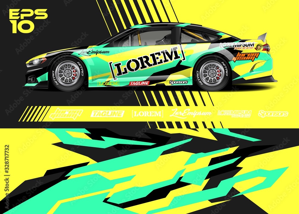 Race car graphic livery design. Abstract sport racing background for ...