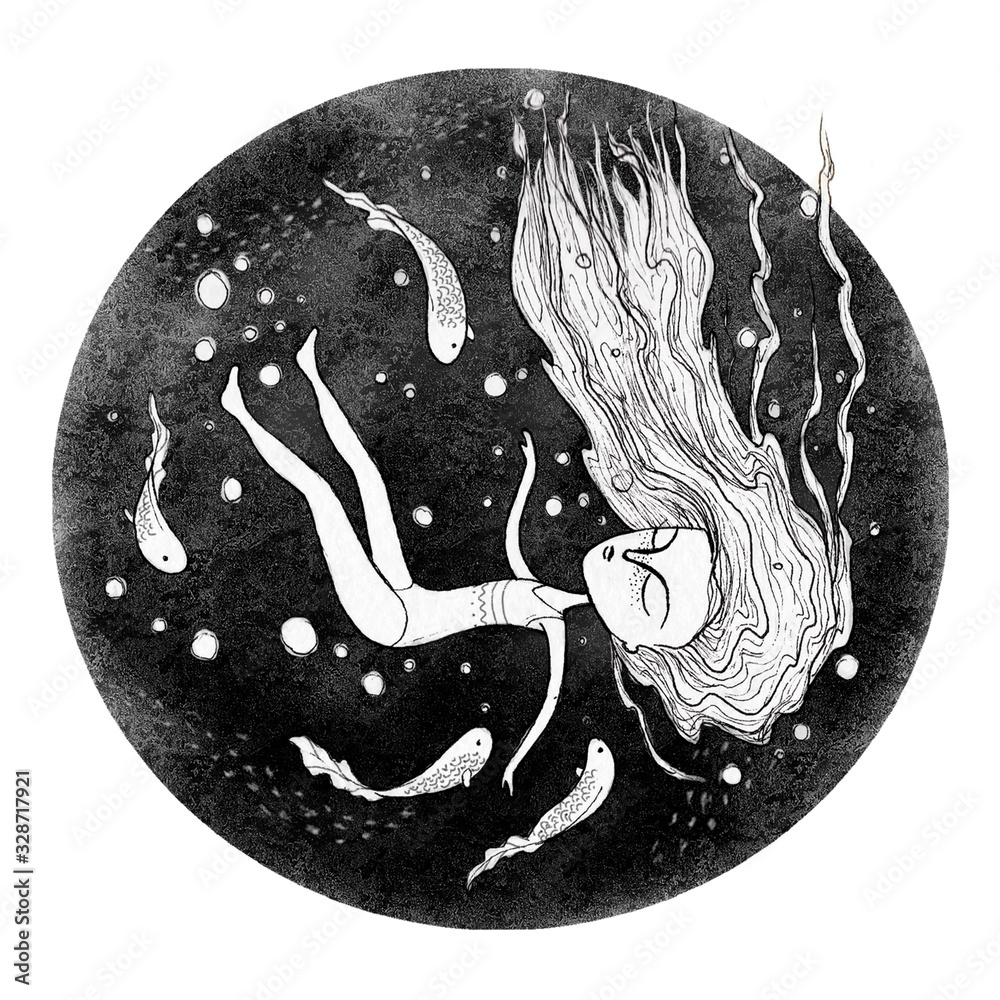 Girl Underwater Drawing