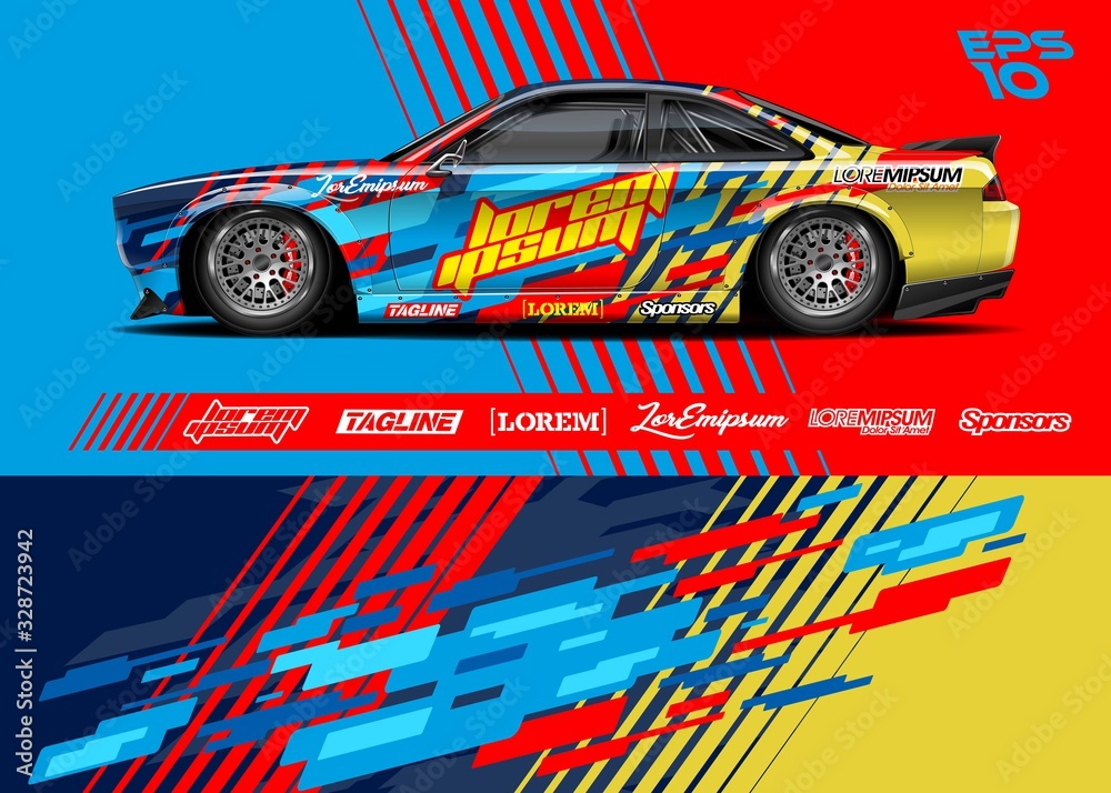 Race car graphic livery design. Abstract sport racing background for ...