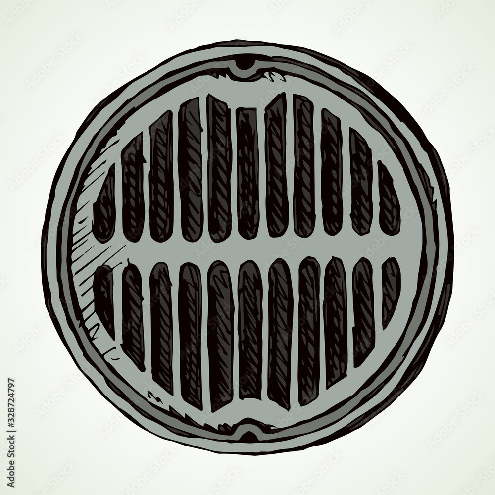 Round manhole cover. Vector drawing Stock Vector | Adobe Stock