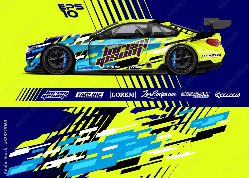 Race car graphic livery design. Abstract sport racing background for ...