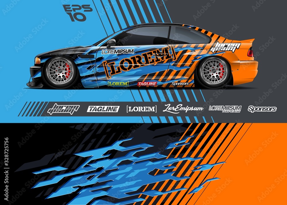 Race car graphic livery design. Abstract sport racing background for ...