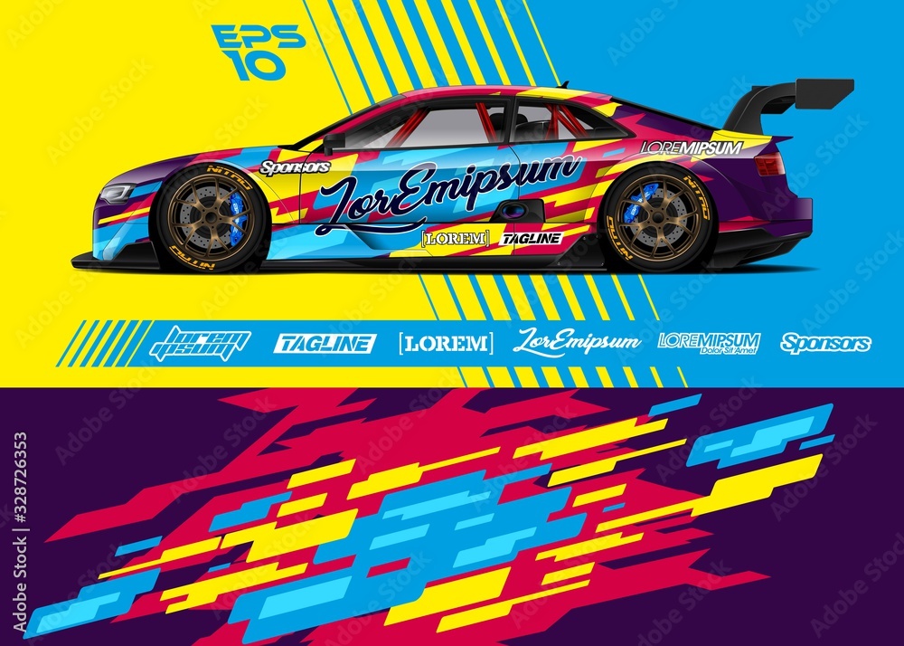 Race car graphic livery design. Abstract sport racing background for ...