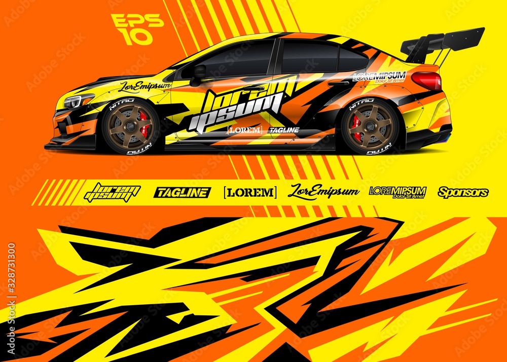Car graphic livery design vector. Abstract stripe racing background for ...