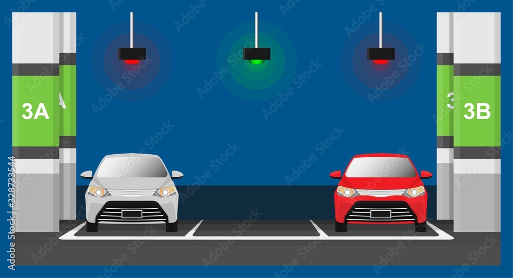 Parking lots available space display counter information building city ...