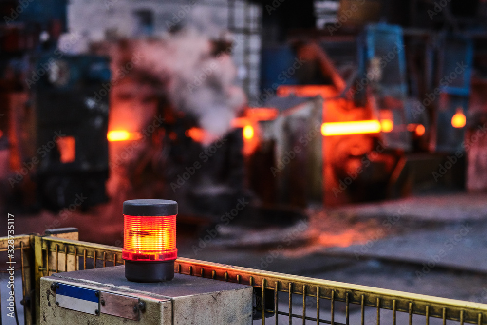 Melting of metal in a steel plant. High temperature in the melting ...