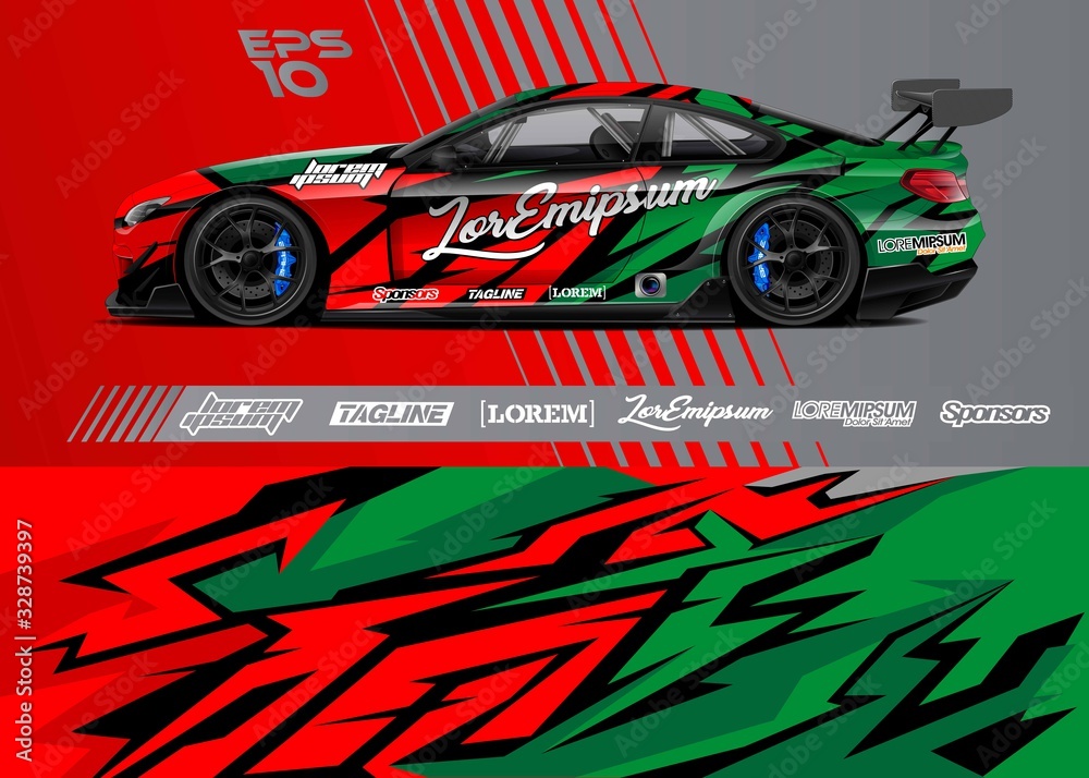 Car graphic livery design vector. Abstract stripe racing background for ...