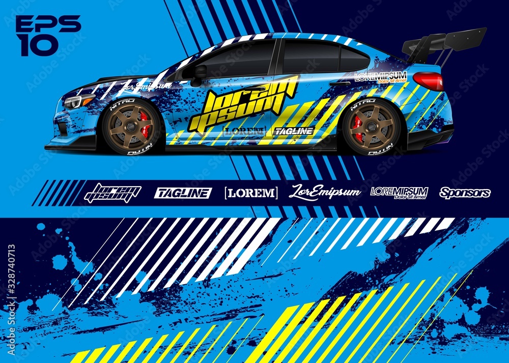 Car graphic livery design vector. Abstract stripe racing background for ...