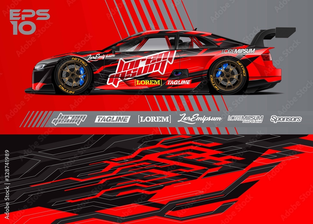 Car graphic livery design vector. Abstract stripe racing background for ...