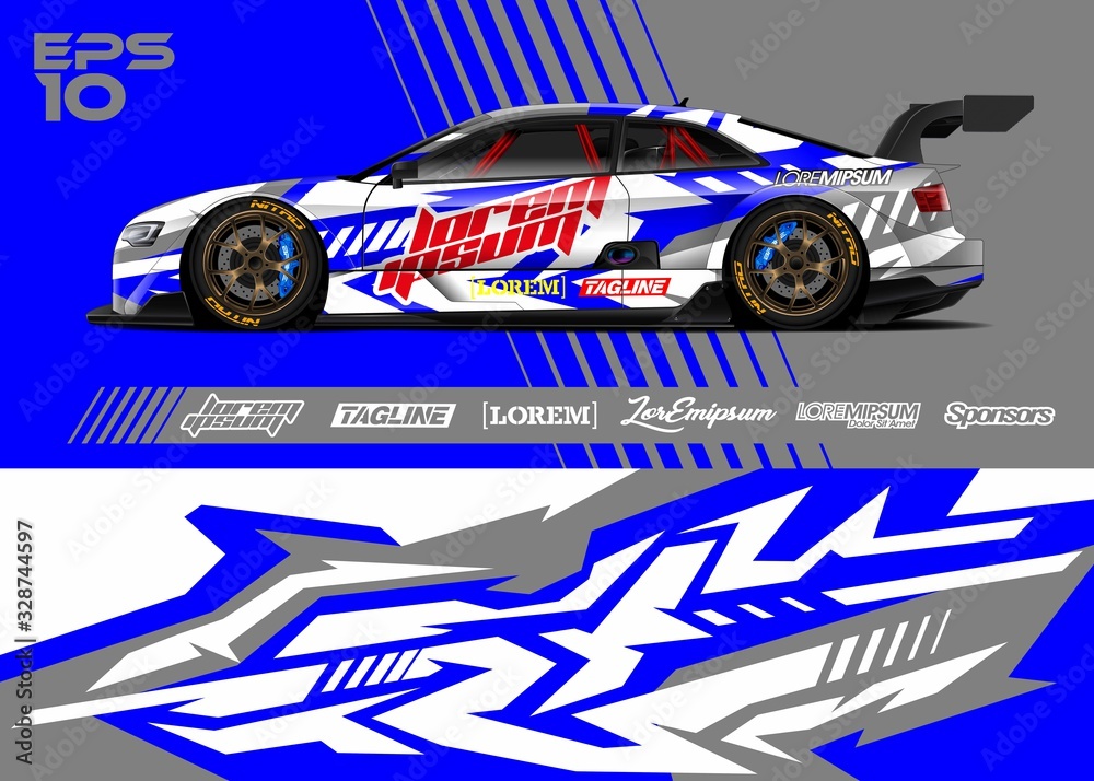 Car graphic livery design vector. Abstract stripe racing background for ...
