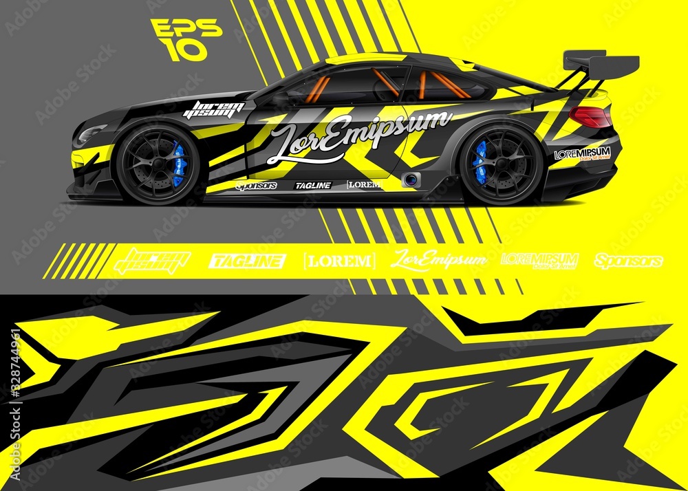 Car graphic livery design vector. Abstract stripe racing background for ...