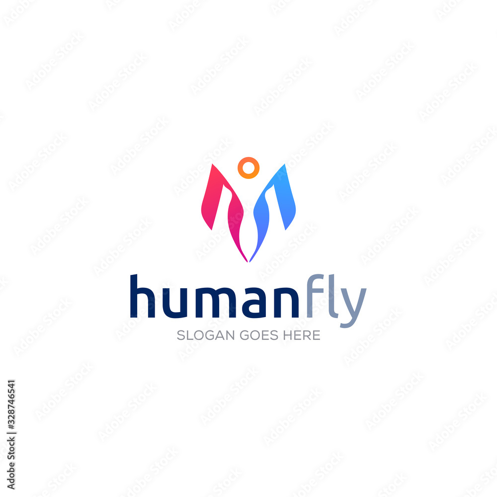 HumanFly Modern Logo | Fly Logo | Rocket Logo | Human Logo | Travel ...