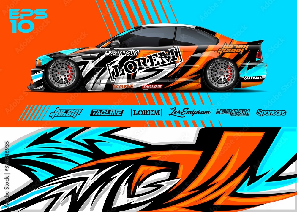 Car graphic livery design vector. Abstract stripe racing background for ...